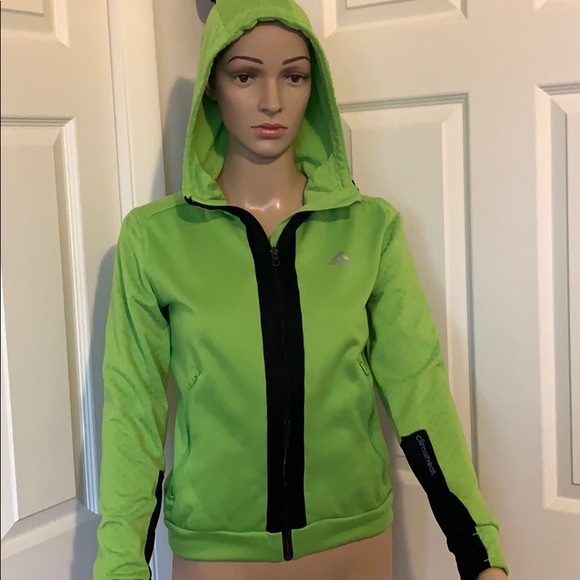 adidas | Tops | Adidas Climaheat Neon Green Hoodie Jacket | Poshmark